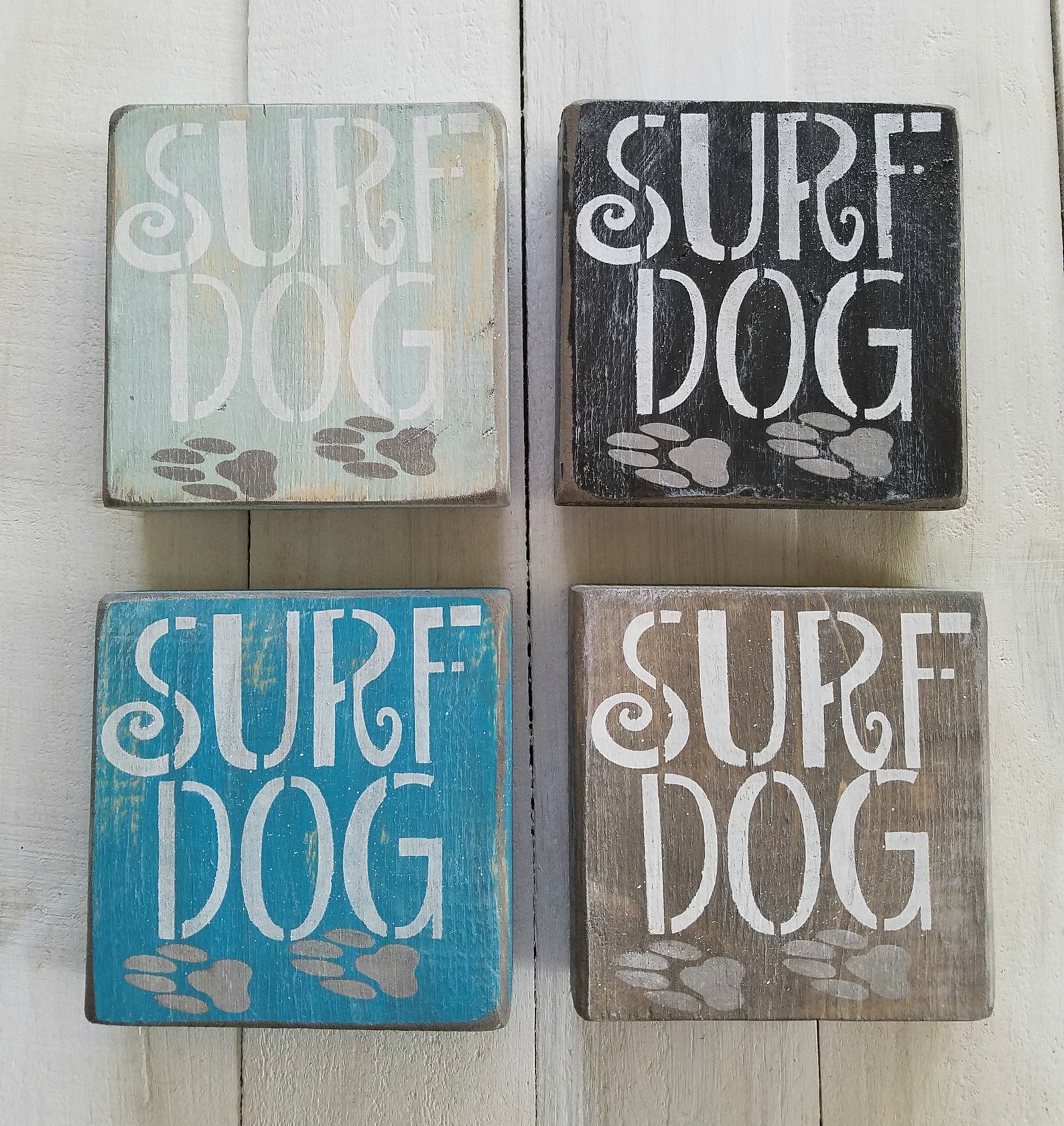 Dog Decor Surf Dog Block Surf Dog Wood Block Painted - Etsy