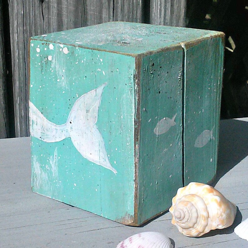 Mermaid Block Wooden Block Painted Block Nautical Decor - Etsy