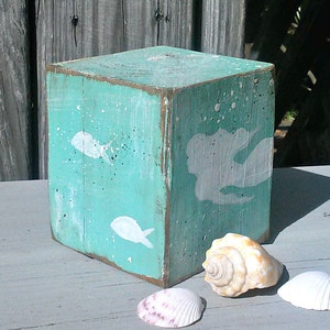 Mermaid Block - Wooden Block - Painted Block - Nautical Decor - Mermaid ...