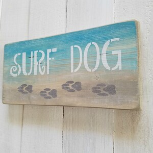 Surf Dog - Dog Footprint - Dog Lover Gift - Beach House Sign - Dog Gift ...