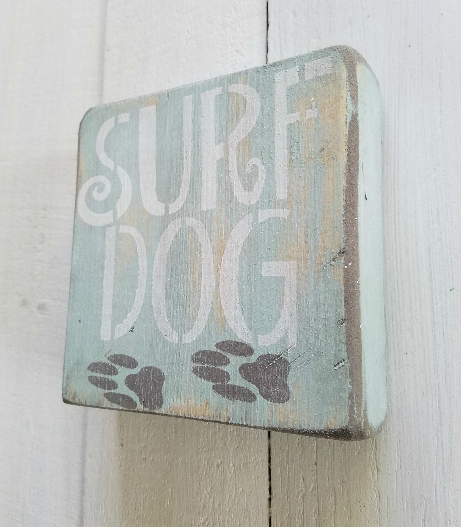Dog Decor - Surf Dog Block - Surf Dog - Wood Block - Painted Block ...
