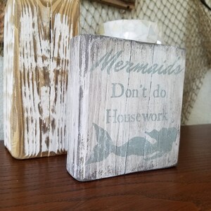 Mermaid Decor - Mermaid Block - Mermaids Don't Do Housework - Wood ...