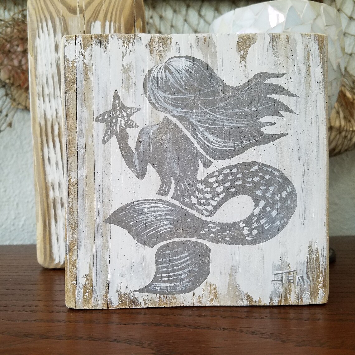 Mermaid Decor Mermaid Block Mermaid Painting Wood Block - Etsy