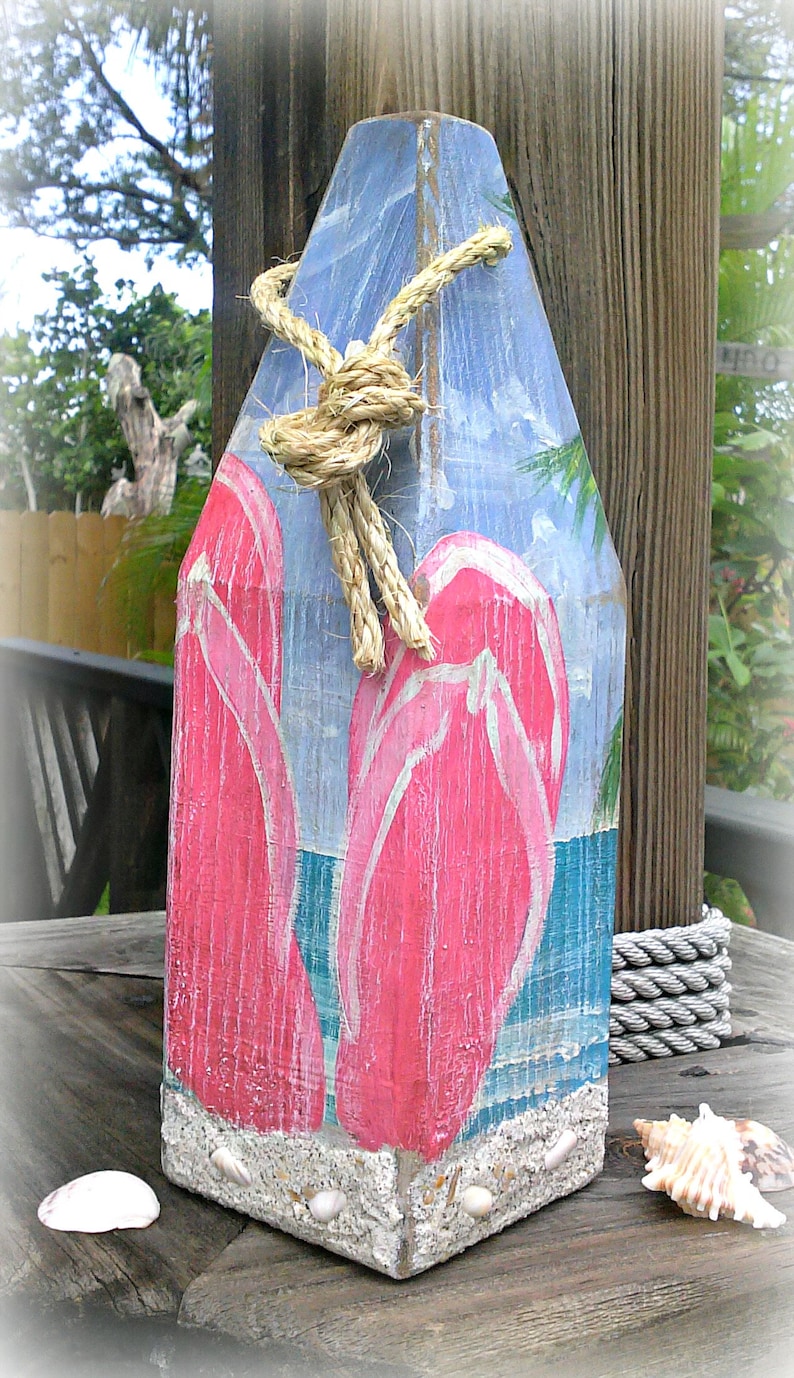 Flip Flops - Decorative Buoy - Nautical Buoy - Wooden Buoy - Beach ...