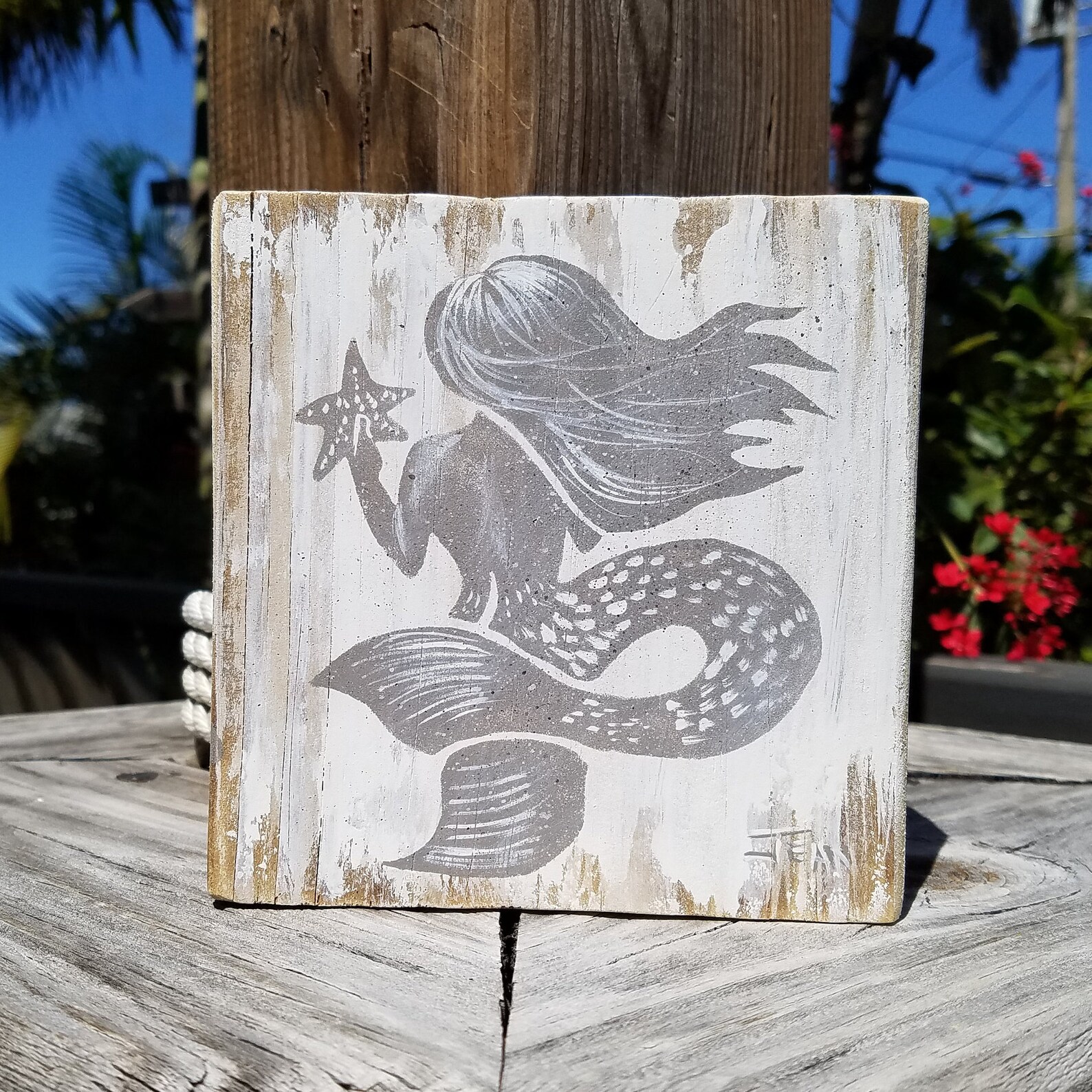 Mermaid Decor Mermaid Block Mermaid Painting Wood Block - Etsy