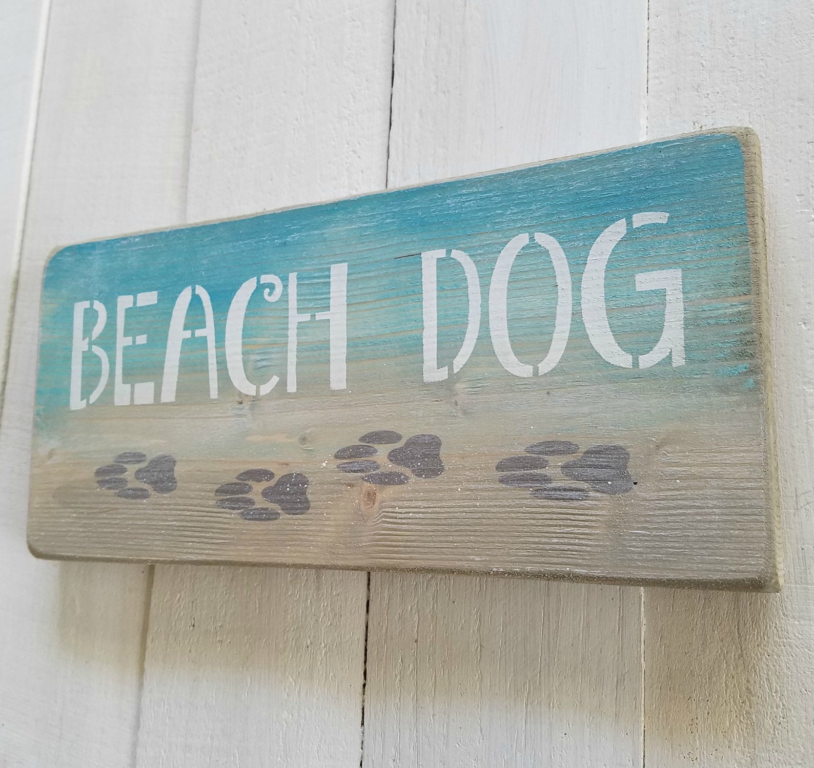 Beach Dog Dog Footprint Dog Lover Gift Beach House Sign - Etsy