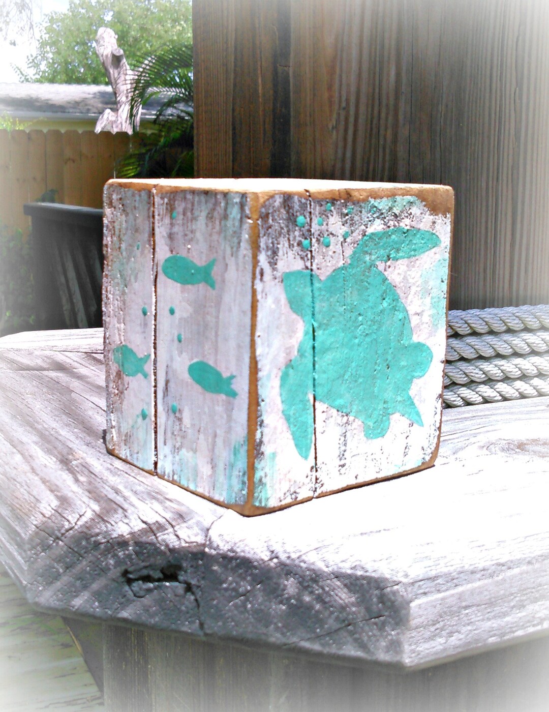 Sea Turtle Block - Wooden Block - Painted Block - Nautical Decor - Sea ...