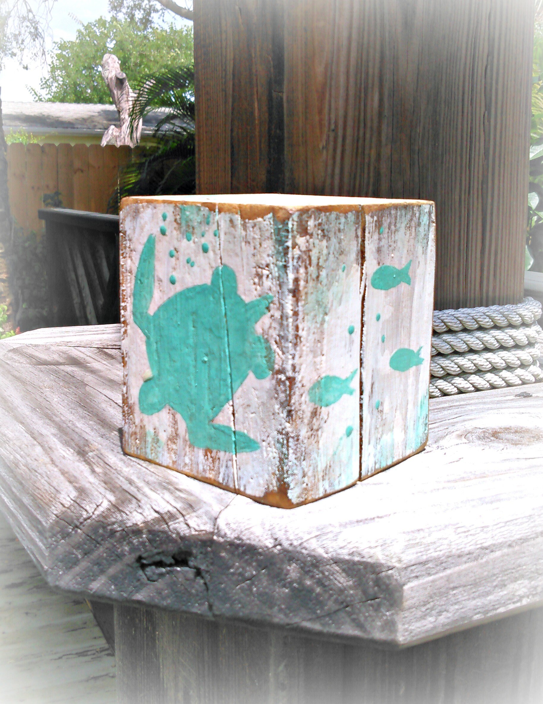 Sea Turtle Block Wooden Block Painted Block Nautical - Etsy Ireland