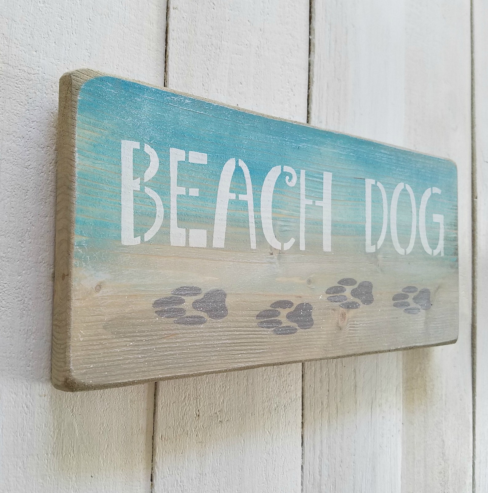 Beach Dog Dog Footprint Dog Lover Gift Beach House Sign - Etsy