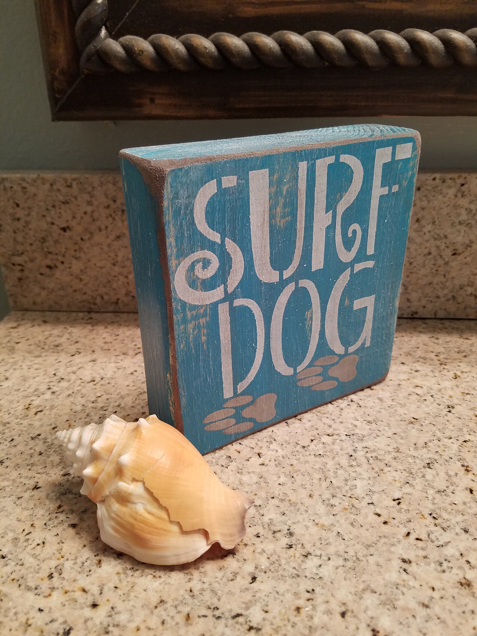 Dog Decor - Surf Dog Block - Surf Dog - Wood Block - Painted Block ...