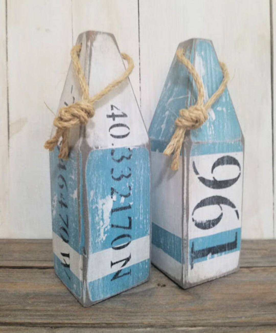 Decorative Buoy - Wooden Buoy - Single Color With White Stripes ...
