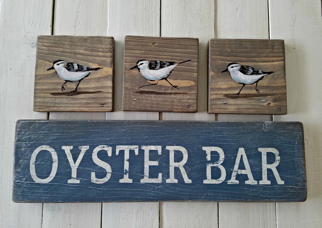 Wall Grouping - Oyster Bar Sign - Rustic Colored Background ...