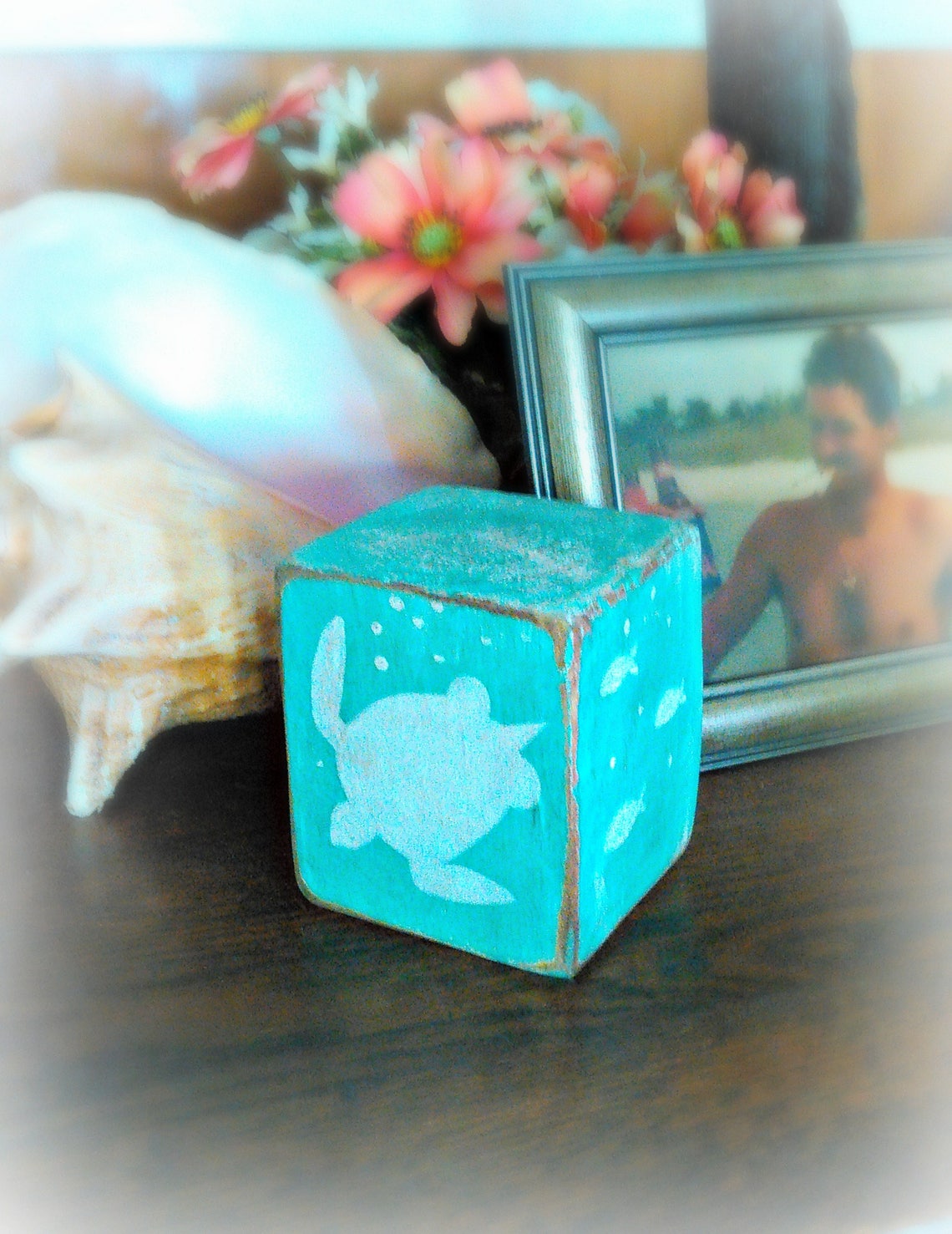 Sea Turtle Block - Wooden Block - Painted Block - Nautical Decor - Sea ...
