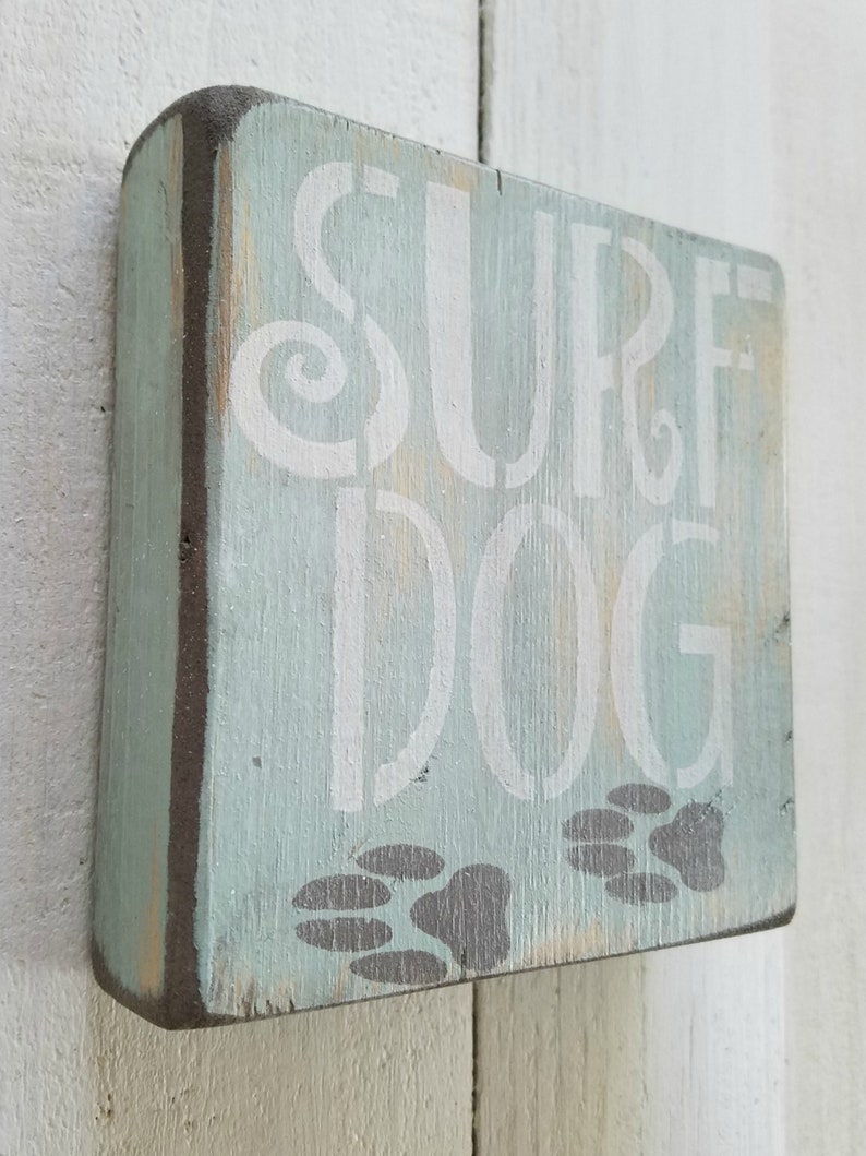 Dog Decor Surf Dog Block Surf Dog Wood Block Painted | Etsy