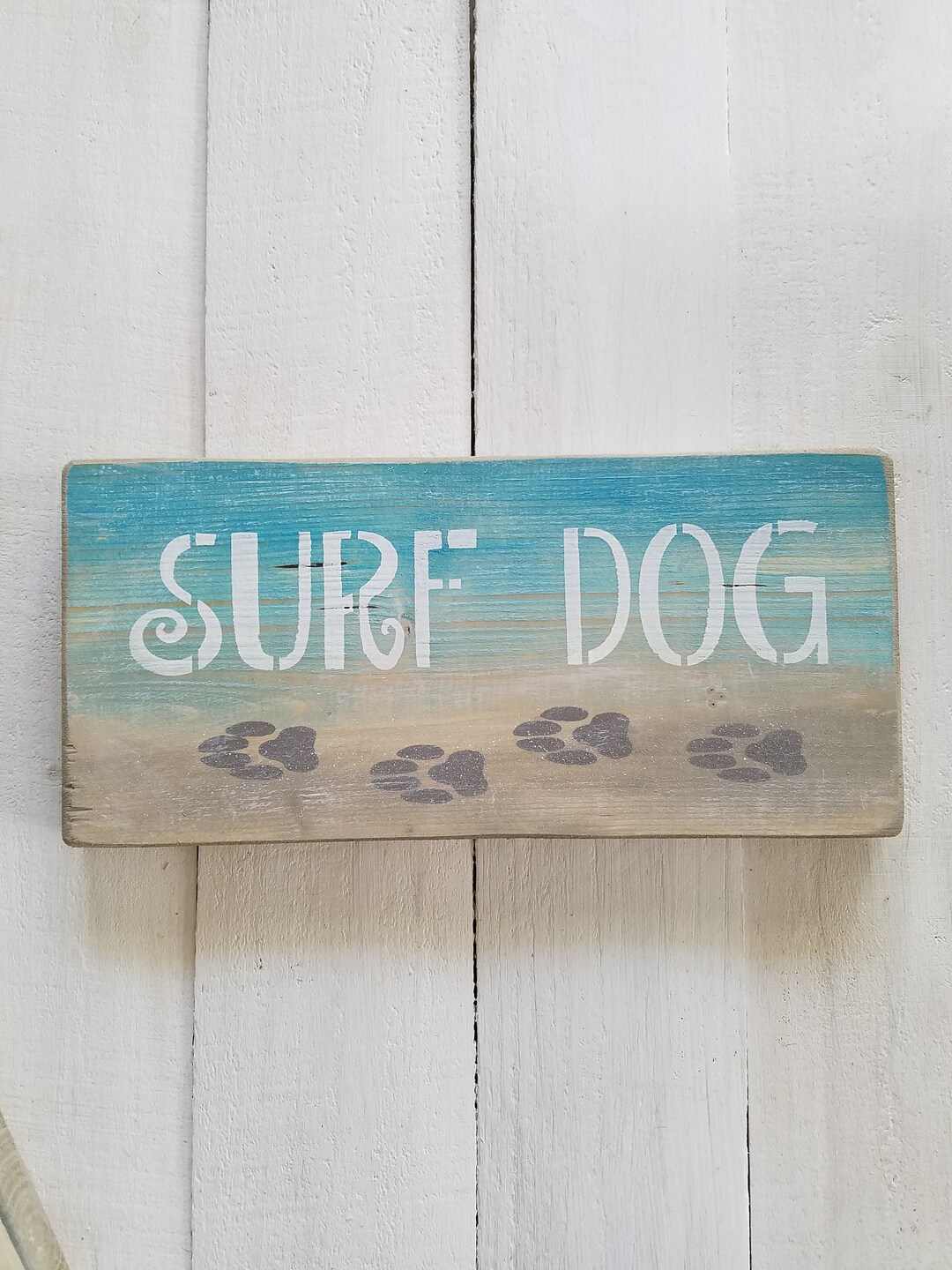 Surf Dog - Dog Footprint - Dog Lover Gift - Beach House Sign - Dog Gift ...