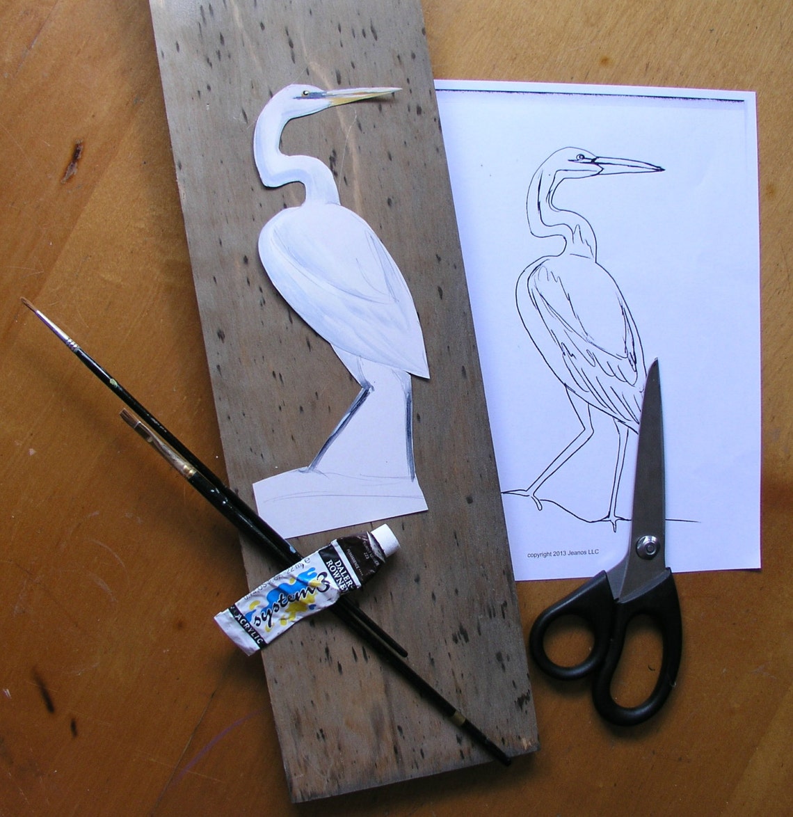 Printable PDF Paint Pattern. White Egret White Heron Art - Etsy