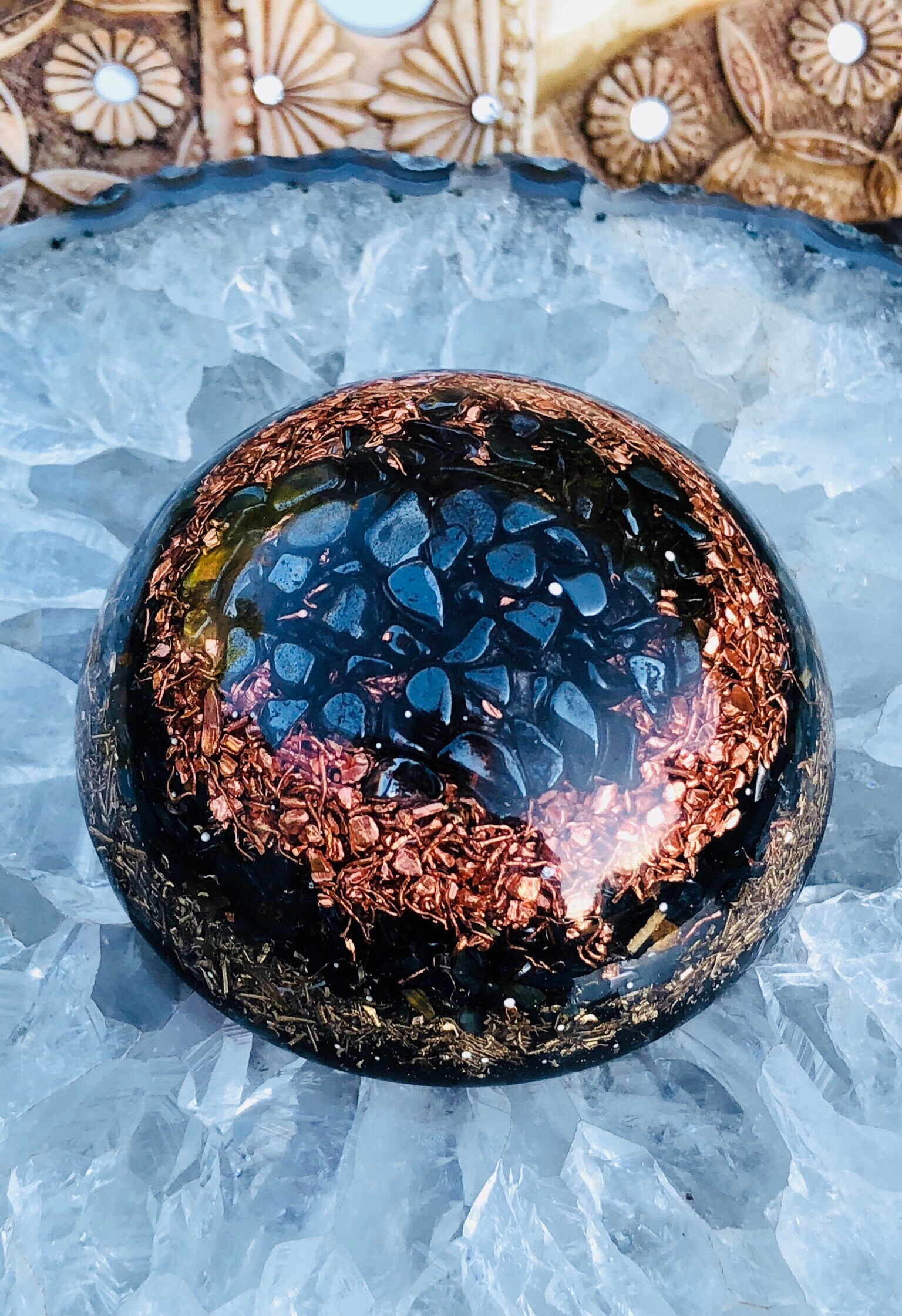 Orgonite® Orgone Dome Hematite/black Obsidian FREE - Etsy UK