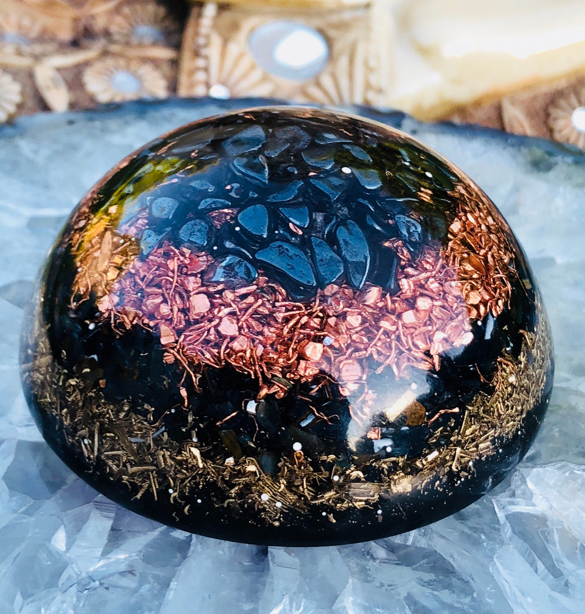 Orgonite® Orgone Dome Hematite/black Obsidian FREE - Etsy UK