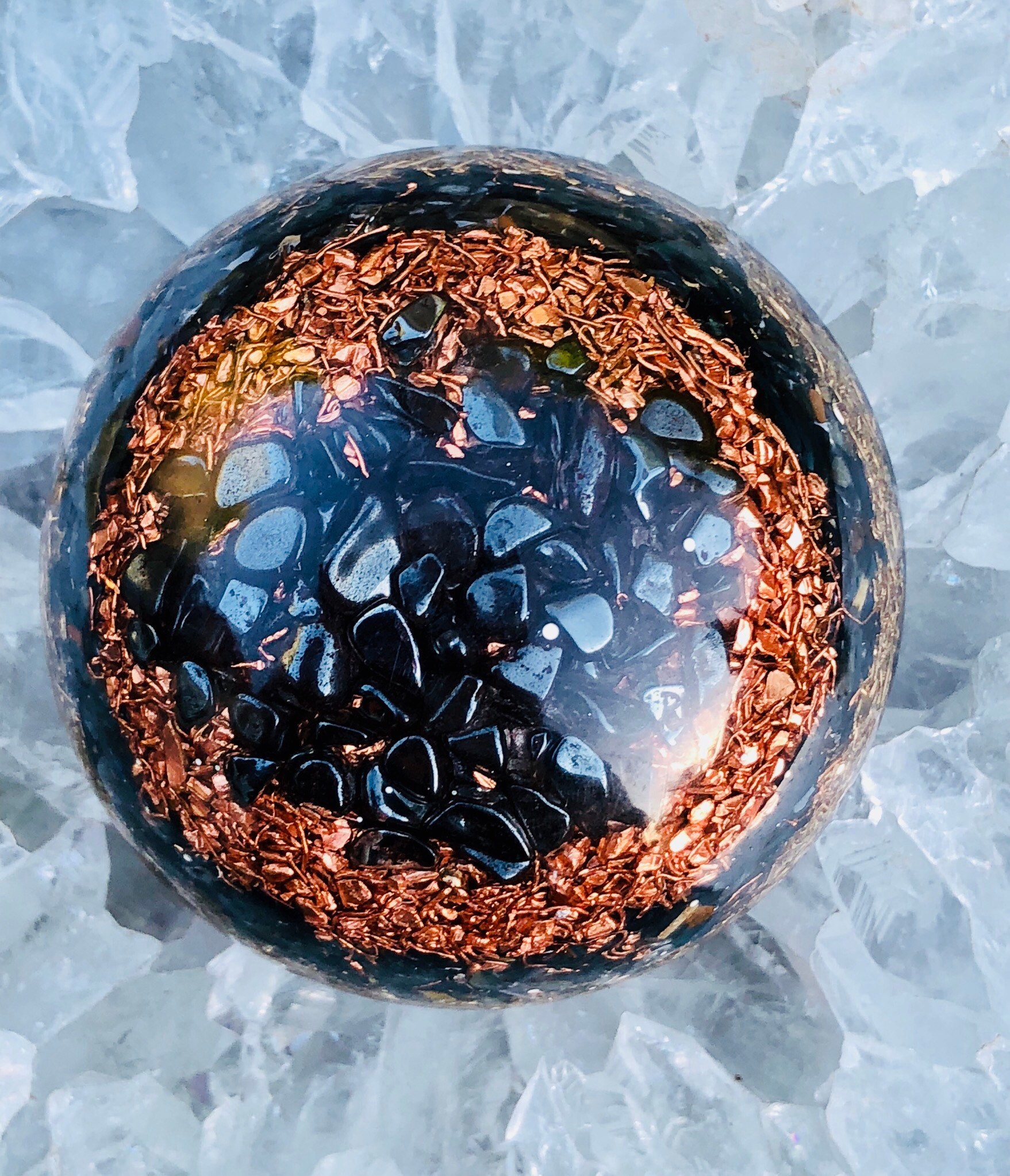 Orgonite® Orgone Dome Hematite/black Obsidian FREE - Etsy UK
