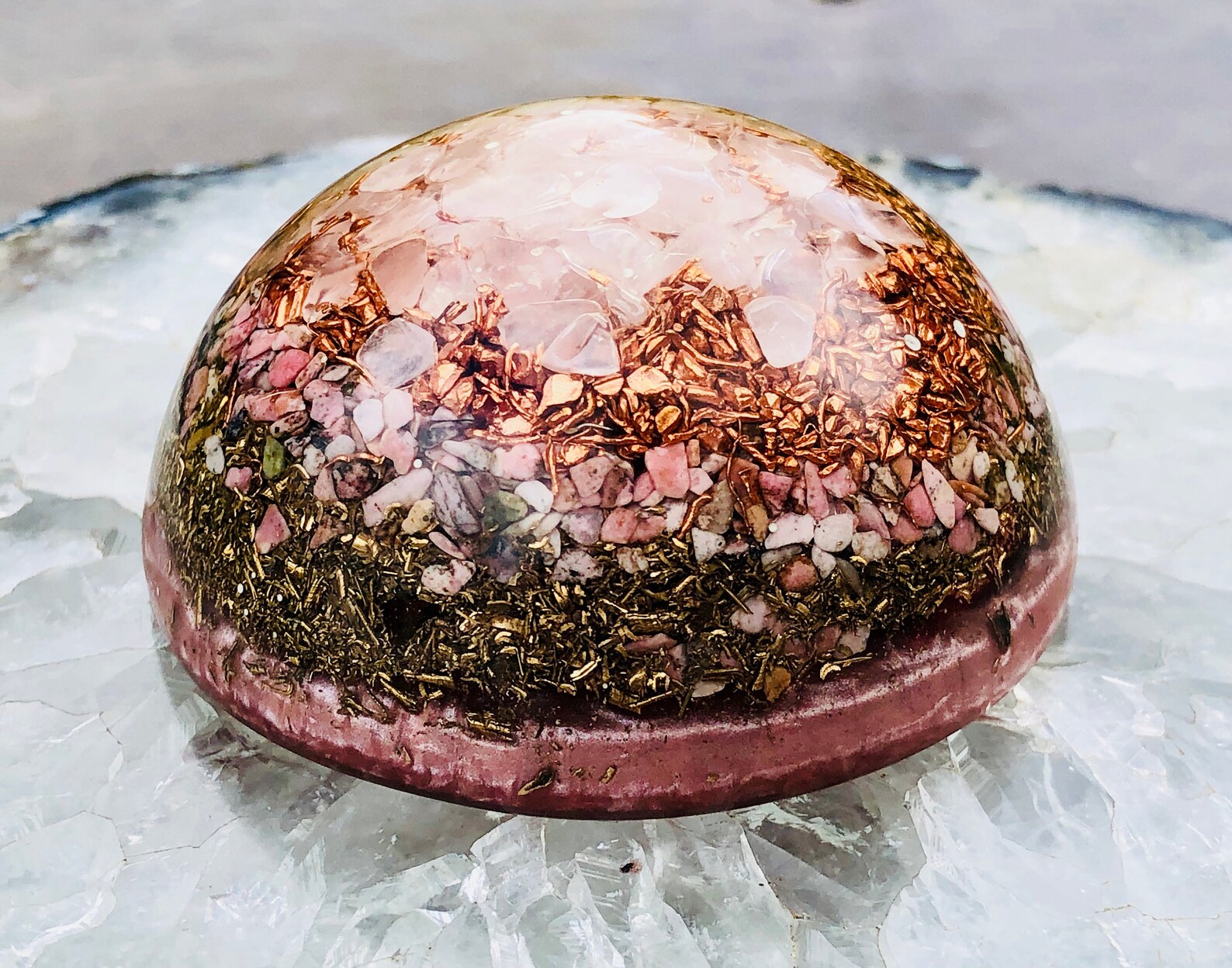 Orgonite® Orgone Dome Rhodonite/rose Quartz FREE WORLDWIDE SHIPPING - Etsy