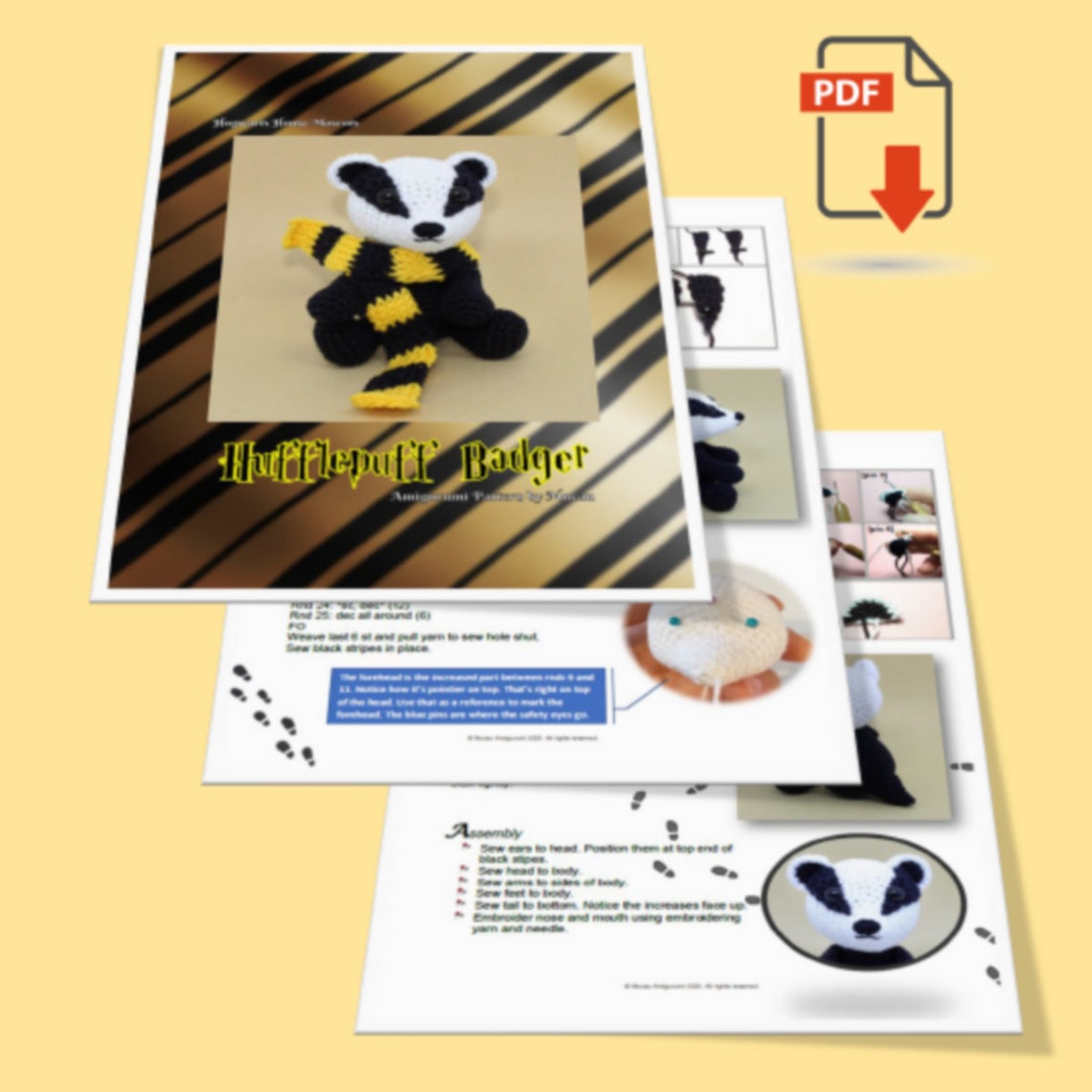 Loyal Badger Amigurumi Pattern Wizard School House Mascots - Etsy