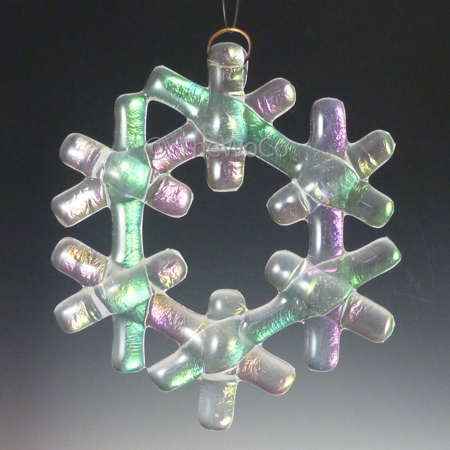 CRYSTAL Iridized Fused Glass Snowflake Ornament Suncatcher - Etsy