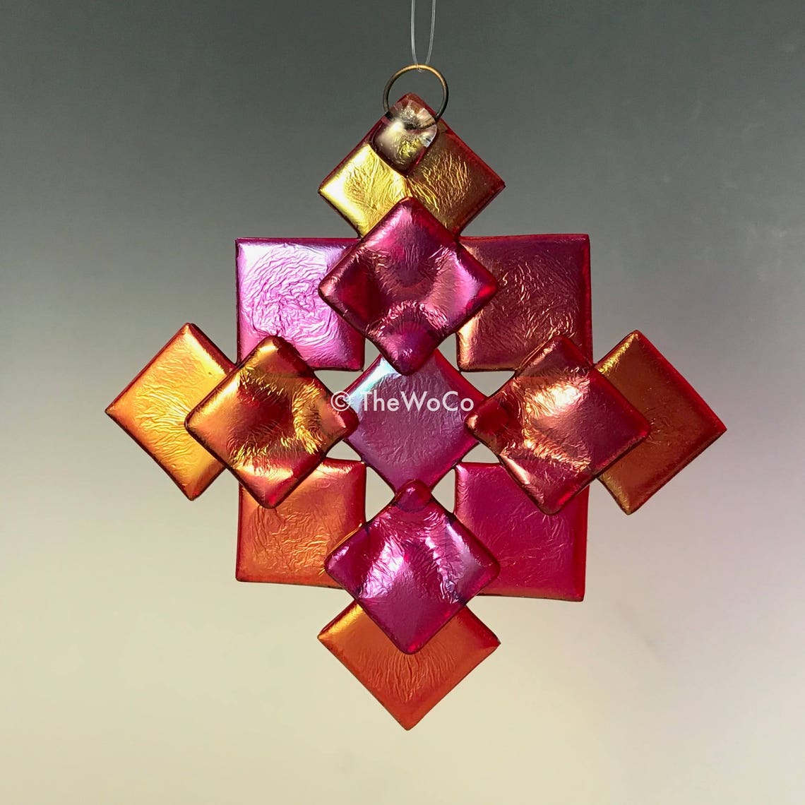 PRISM Red Iridized Snowflake, Fused Glass Ornament Suncatcher - Etsy