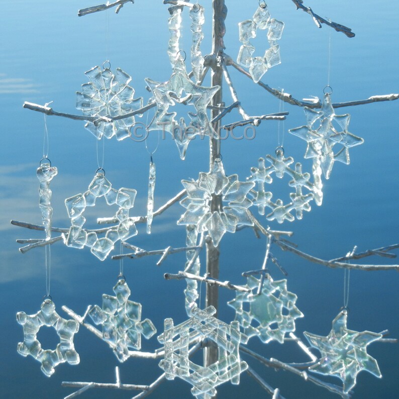 FLURRY Clear Iridized Snowflake, Fused Glass Ornament Suncatcher - Etsy