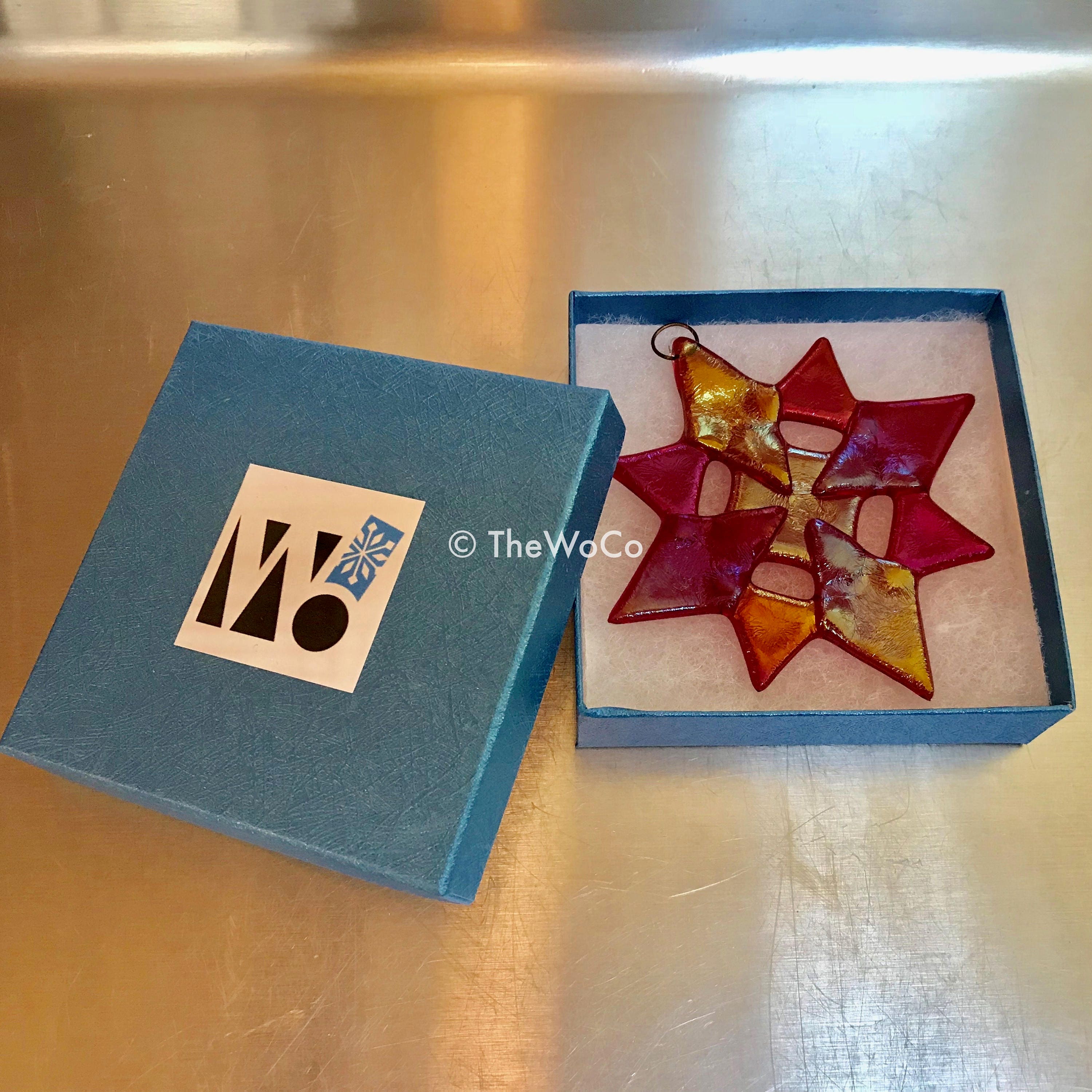 NORTH Red Iridized Snowflake Fused Glass Ornament Suncatcher - Etsy UK