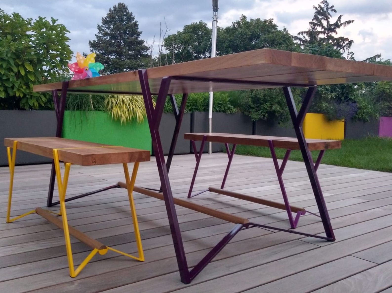 LARGE FOLDING Dining TABLE Solid Wood - Foldable Indoor Outdoor Picnic ...