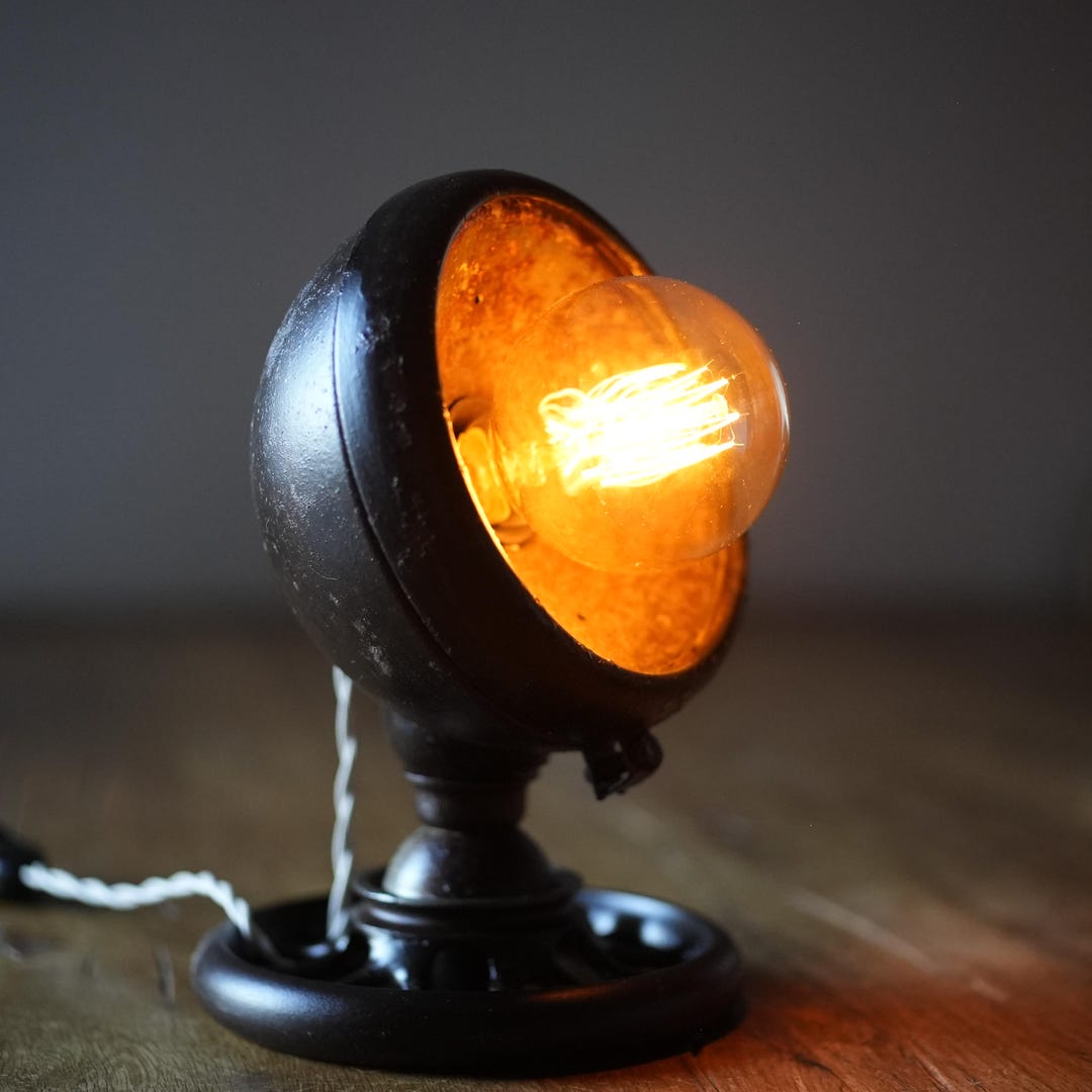 Motorcycle Headlight Desk Lamp 2, Base of Solid Steel Vintage Singer ...