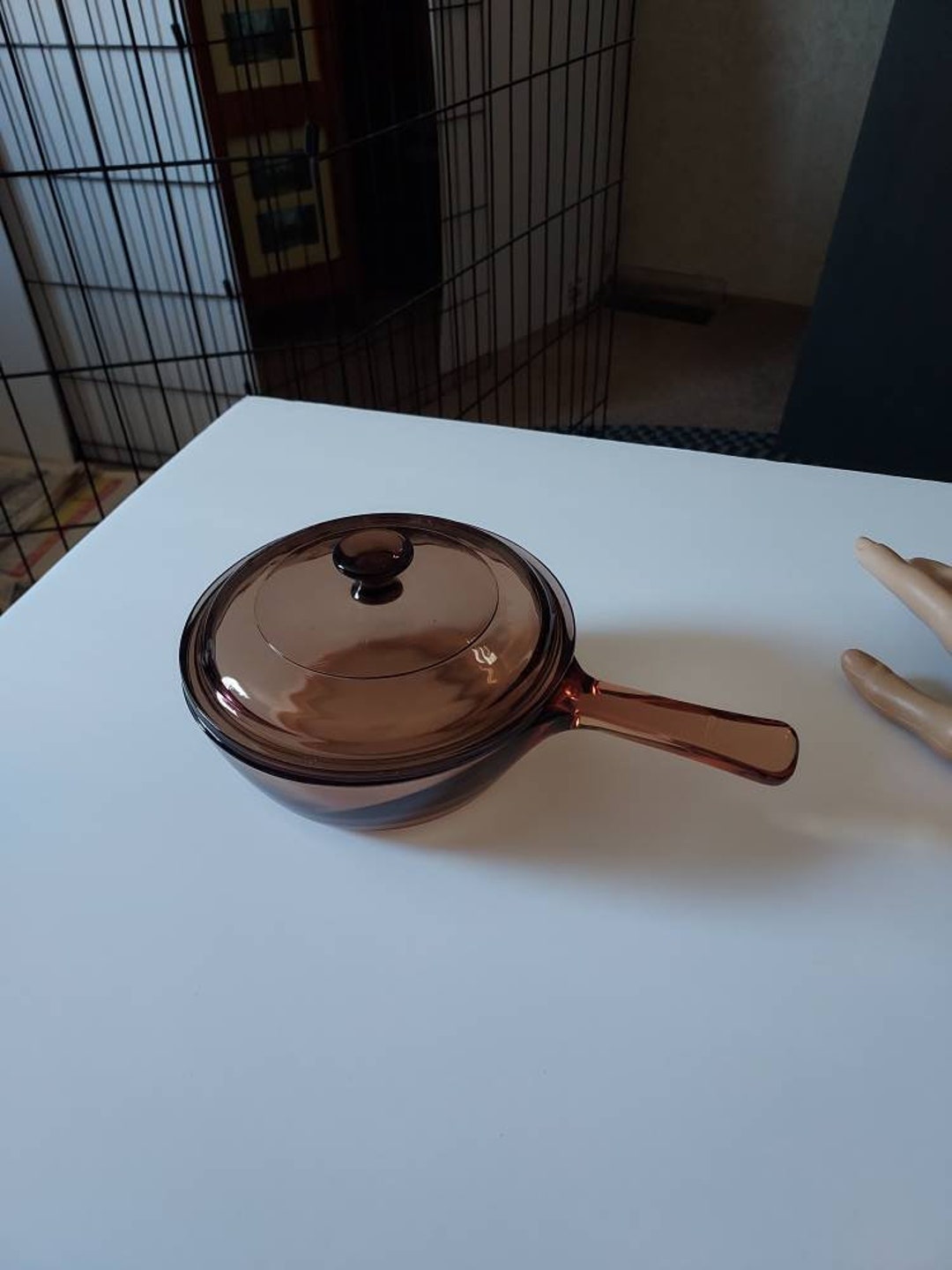 Vintage Corningware Pyrex Vision Amber Glass Sauce Pan With Matching ...