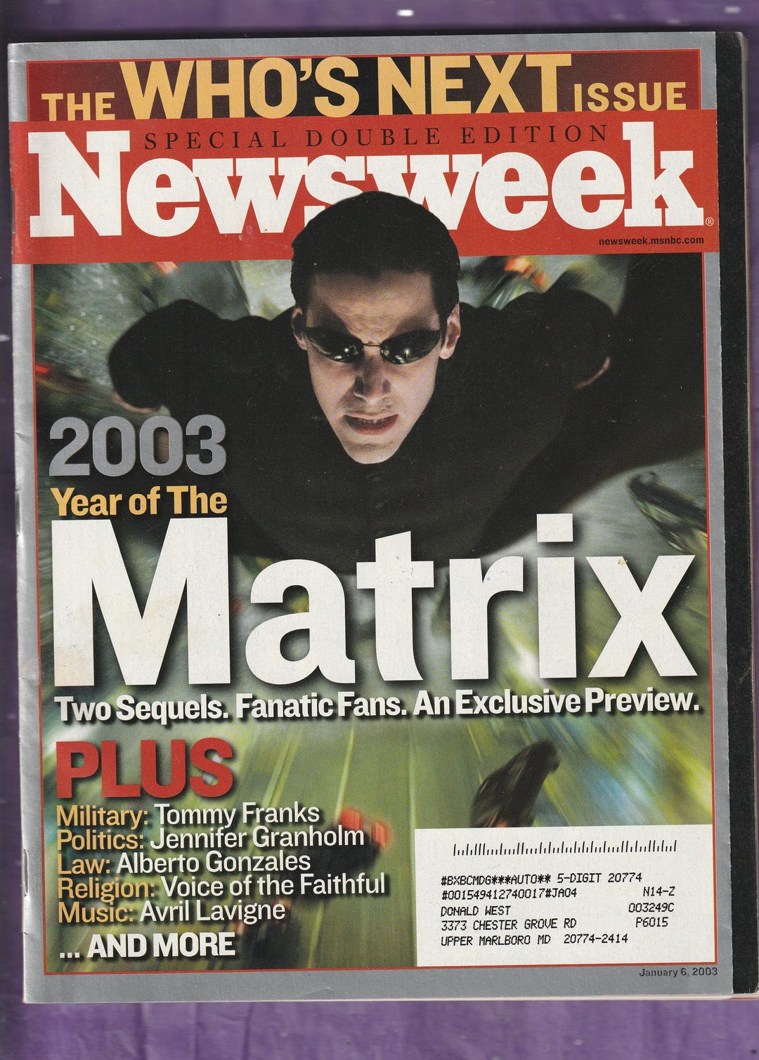 Newsweek Magazine 2003 Special Double Issue MATRIX *tommy Franks *avril ...
