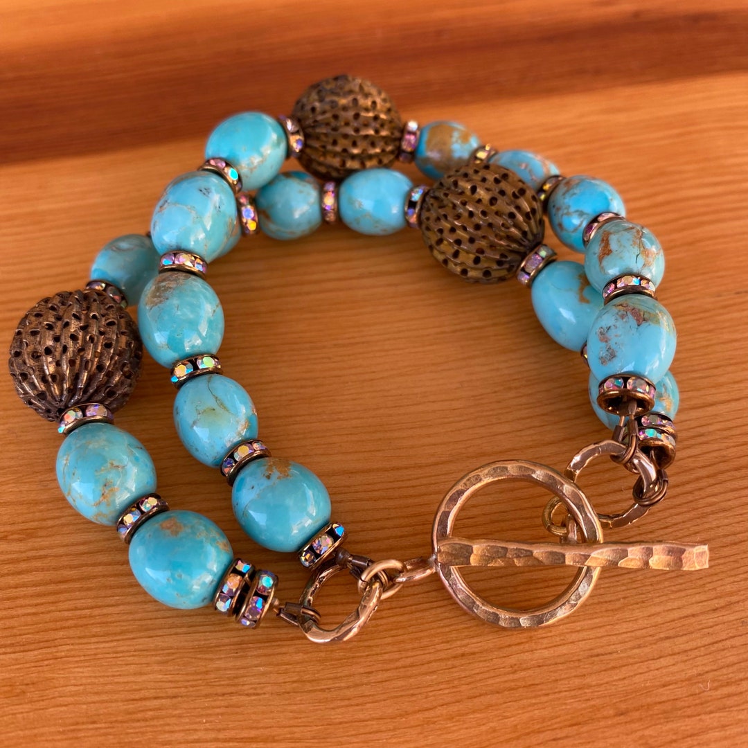 Handmade Beaded Turquoise Bracelet, Bohochic,vintage RM2020 - Etsy