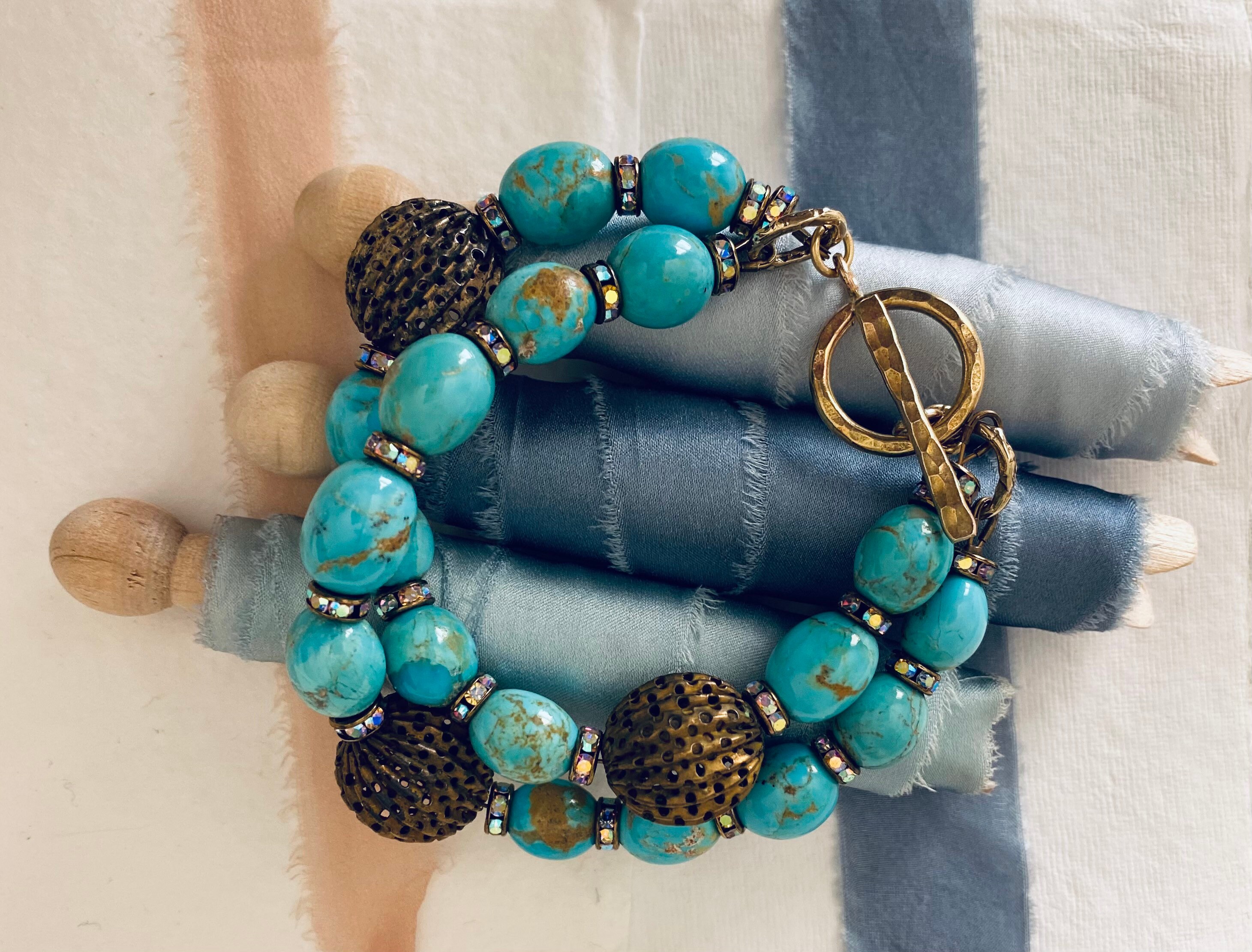 Handmade Beaded Turquoise Bracelet, Bohochic,vintage RM2020 - Etsy