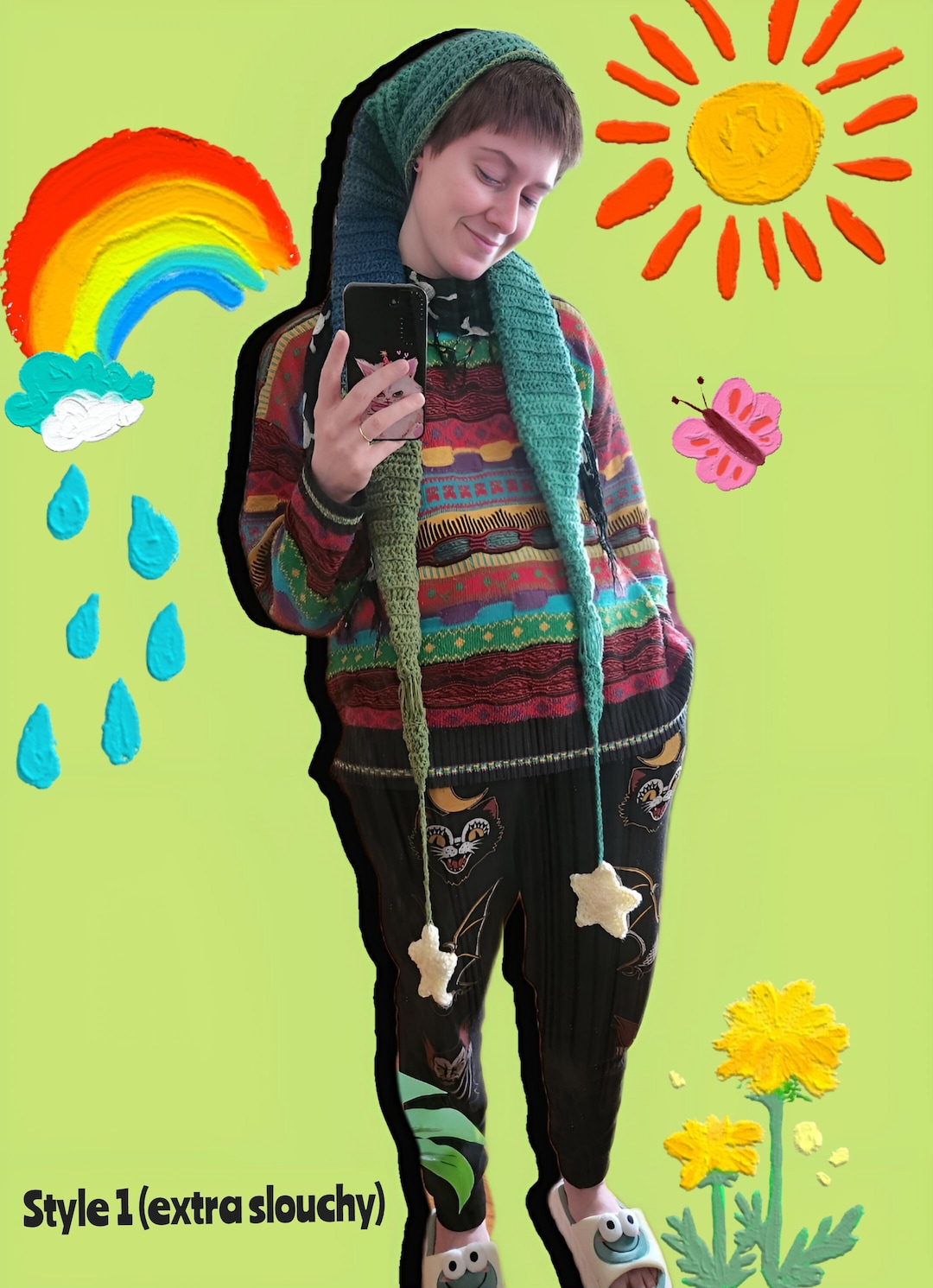 Slouchy Clowncore Aesthetic Hat Sensory Friendly Jester Costume Soft ...