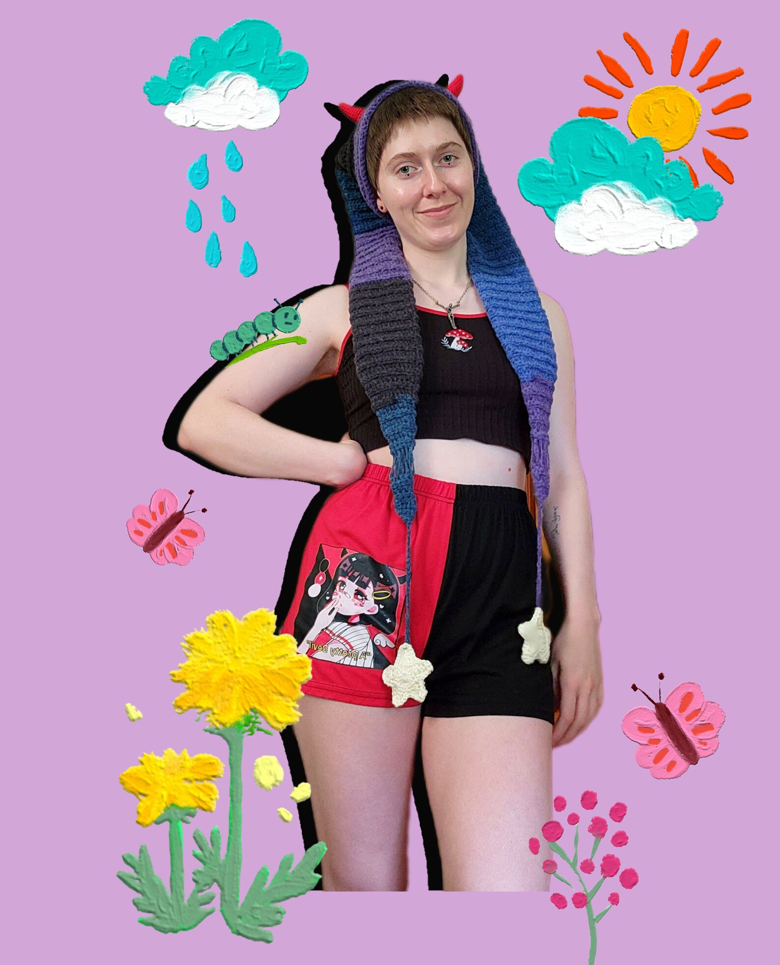 Slouchy Clowncore Aesthetic Hat Sensory Friendly Jester Costume Soft ...