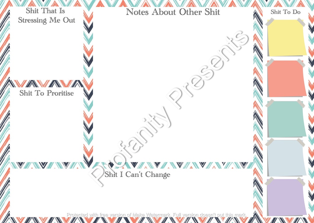 Digital Download Shit Notes Digital Desk Pad Planner Notepad Doodle ...