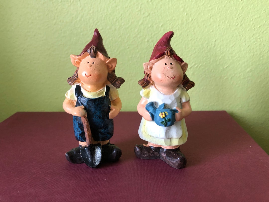 2 Gnome Figurines, Gnome Girls, Set of 2 Gnomes, Gnome Garden Figurine ...