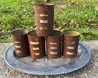 Rusty Tin Cans, Rustic Rusty Cans, Primitive Rustic Rusty Cans ...