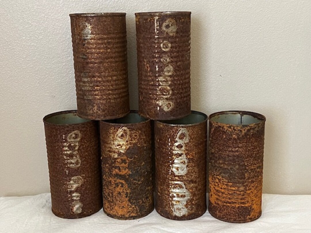 Rusty Tin Cans, Rustic Rusty Cans, Primitive Rustic Rusty Cans ...