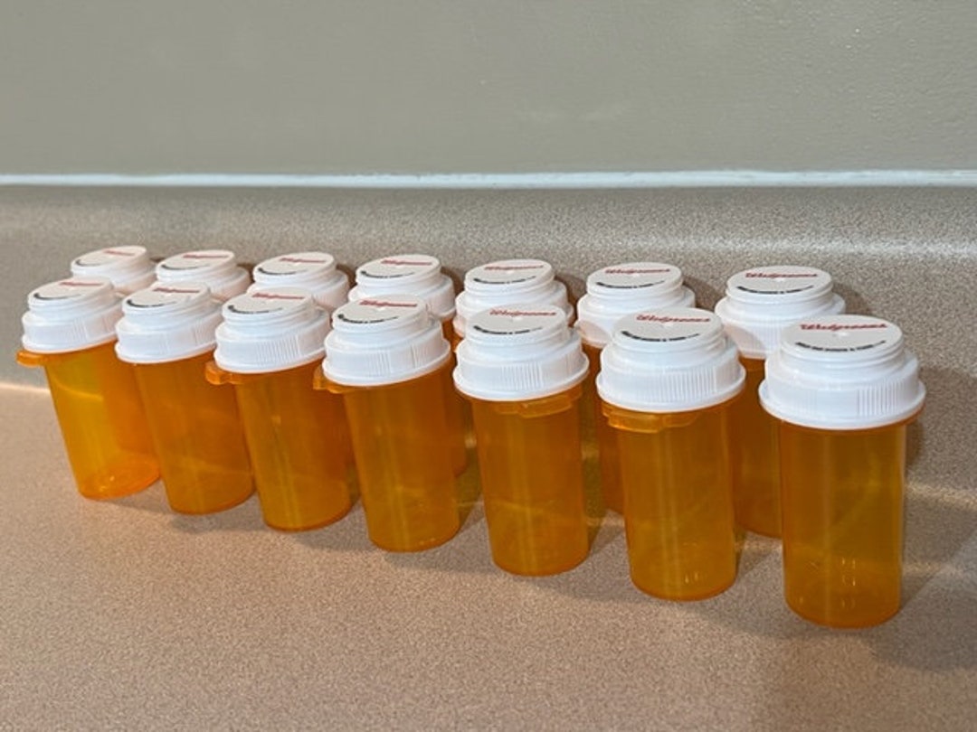 20 Empty Prescription Bottles, Empty Orange Plastic Pill Bottled, Amber ...