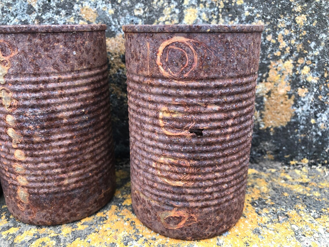 Rusty tin cans rustic rusty cans rusted soup cans primitive | Etsy
