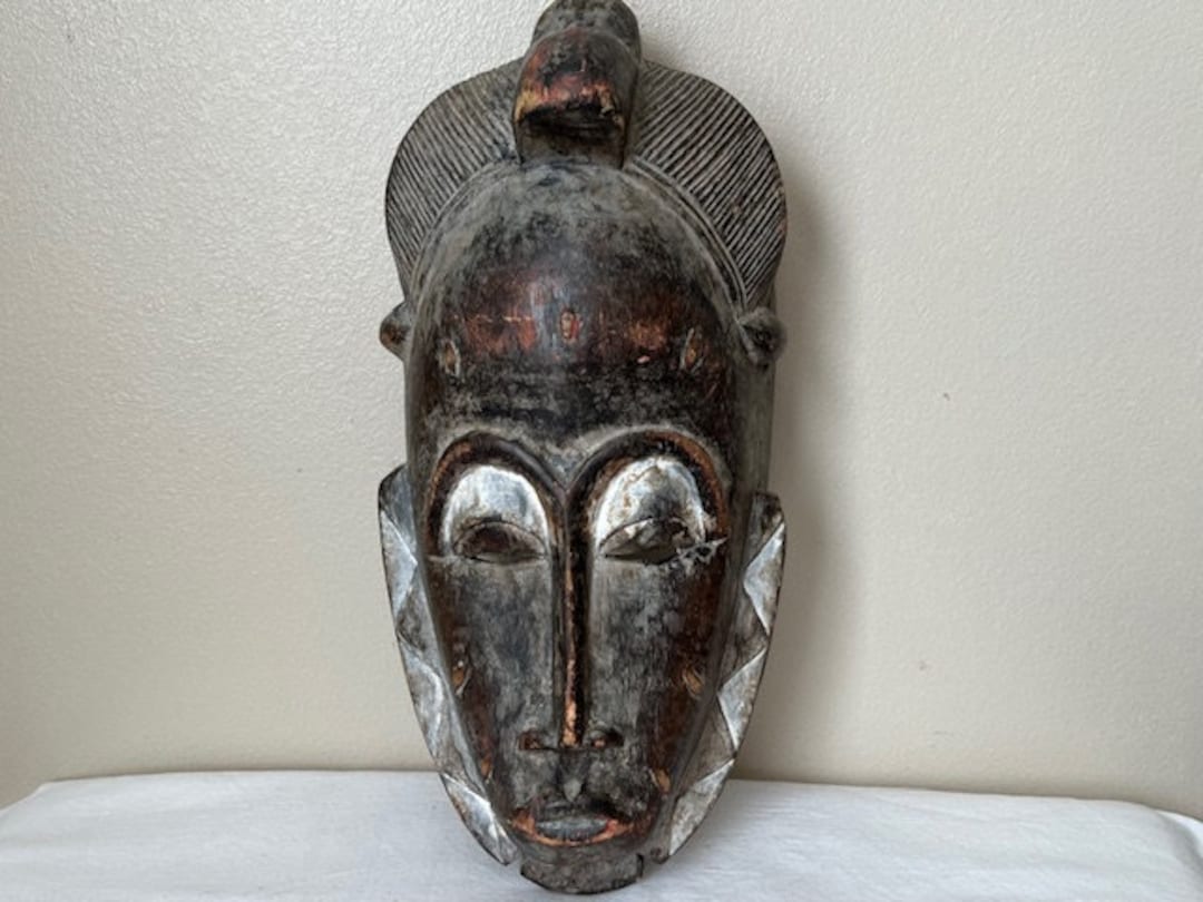 Vintage African Tribal Art Mask, African Carved Wood Mask, Primitive ...