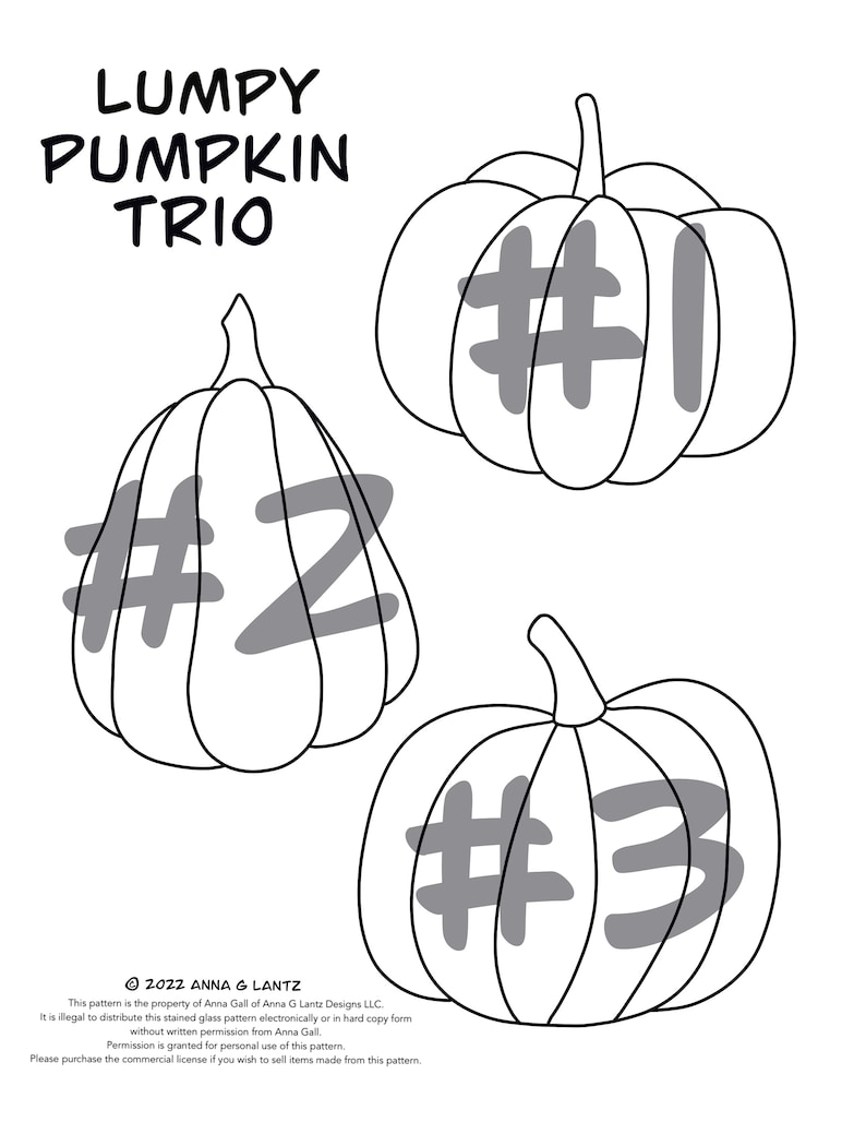 Commercial Use Digital Lumpy Pumpkin Trio Stained Glass Sun Catcher ...