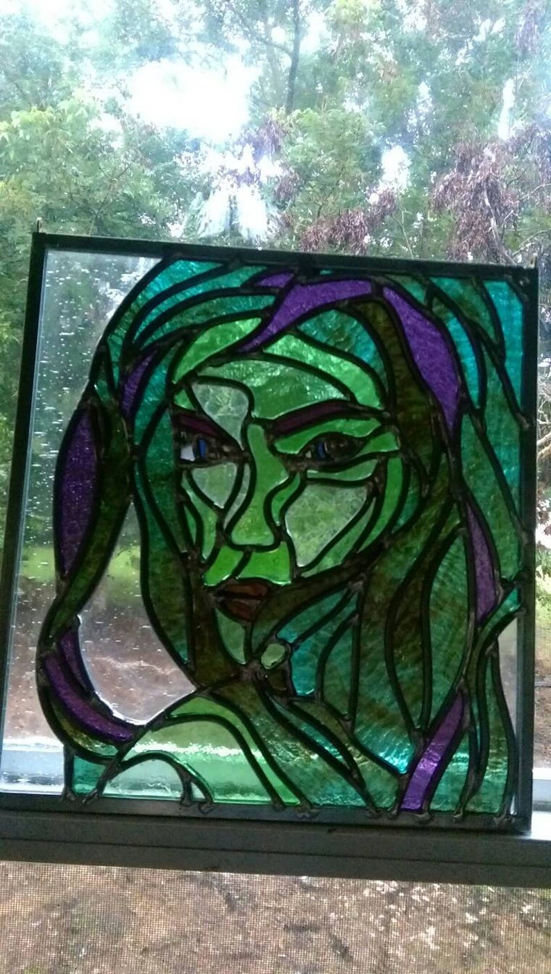 Mermaid Alien Stained Glass Window Panel | Etsy