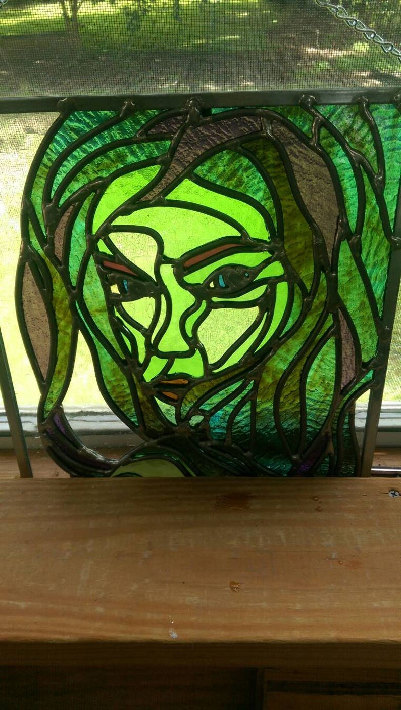 Mermaid Alien Stained Glass Window Panel | Etsy
