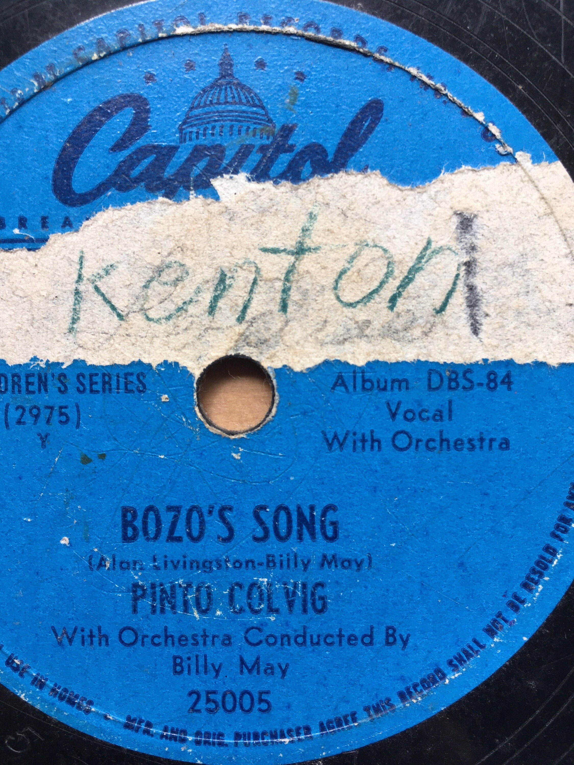 Vintage 78rpm Pinto Colvig bozo's Song - Etsy