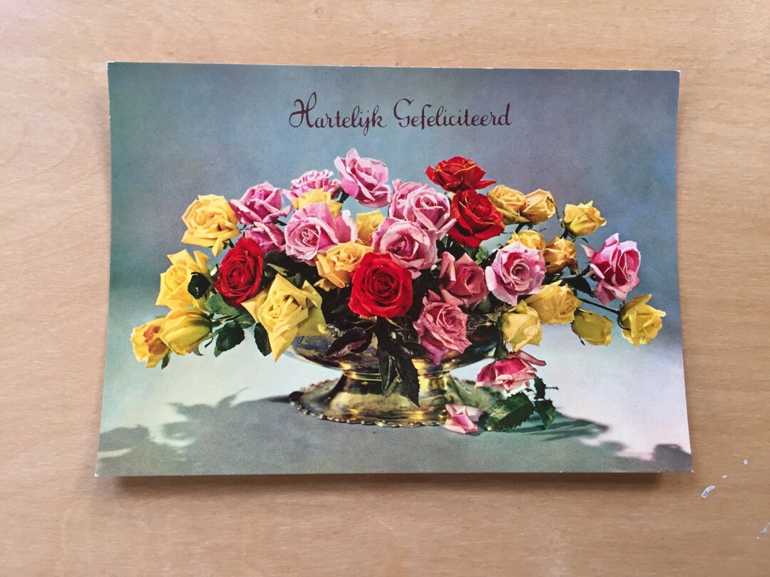 Vintage Dutch Birthday Postcard 1950's - Etsy