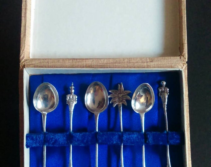 Antique Ceylon (sri Lanka) 1940's Solid Silver Teaspoon Set in Original ...